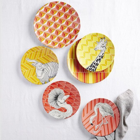 West Elm | Dining | West Elm Animal Geo Melamine Plates Set Of 4 | Poshmark